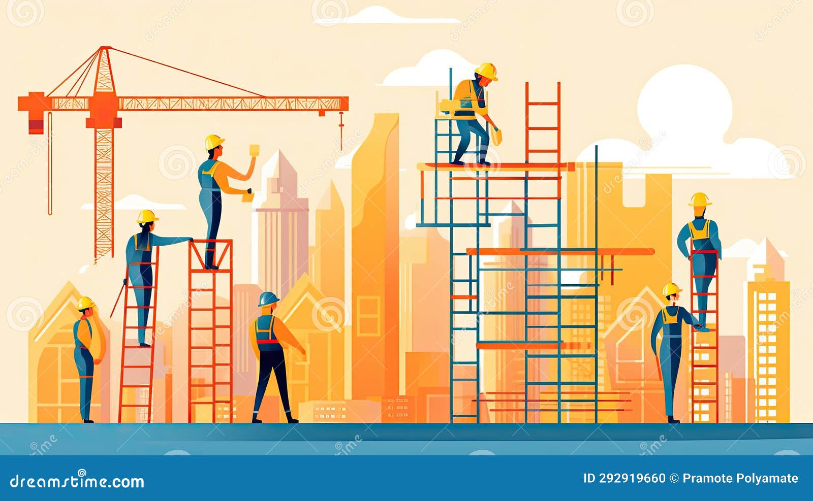 Builders and Construction Workers in Helmets. Diverse People Working in ...