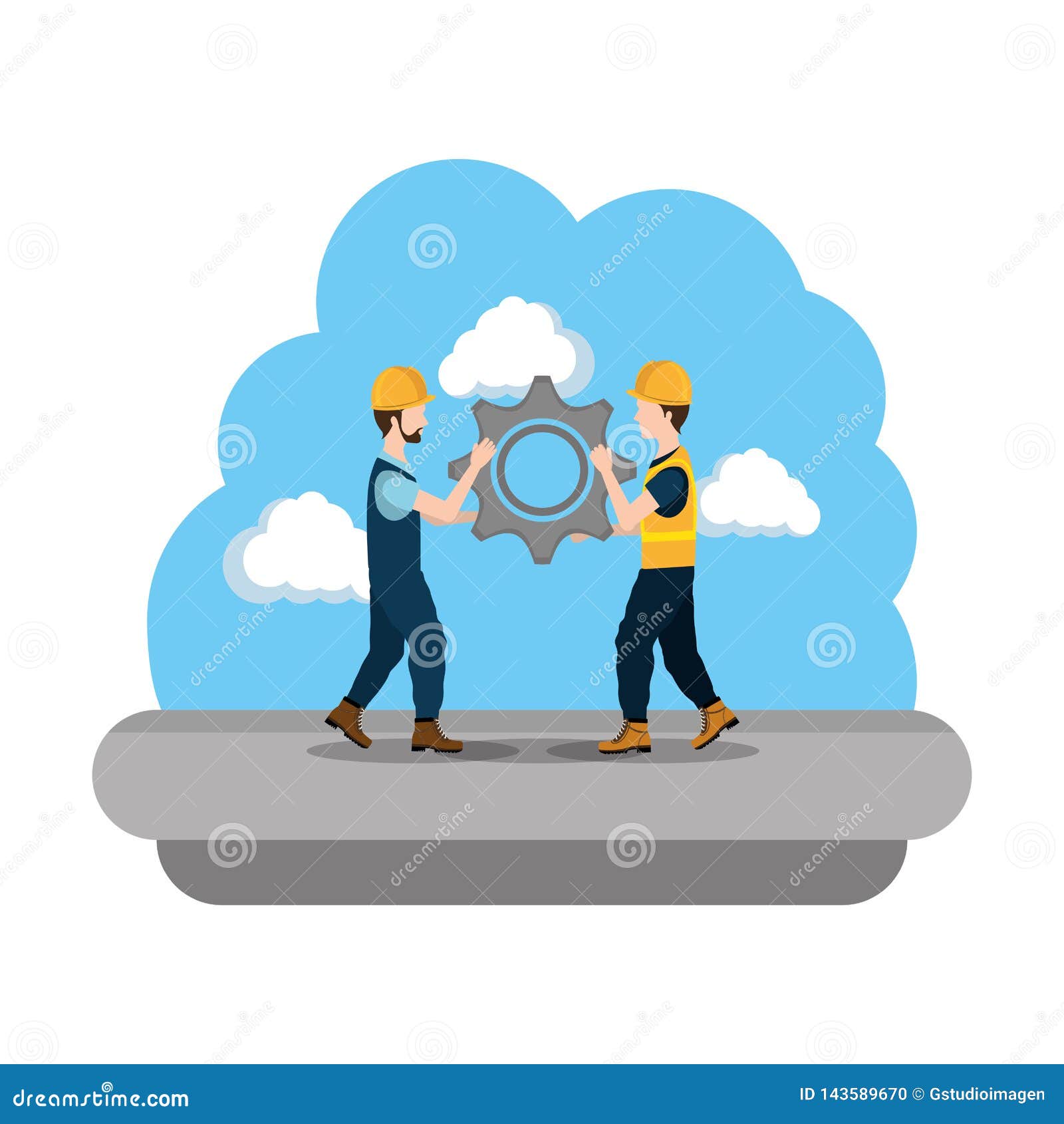Builders Construction Working Scene Stock Vector - Illustration of ...