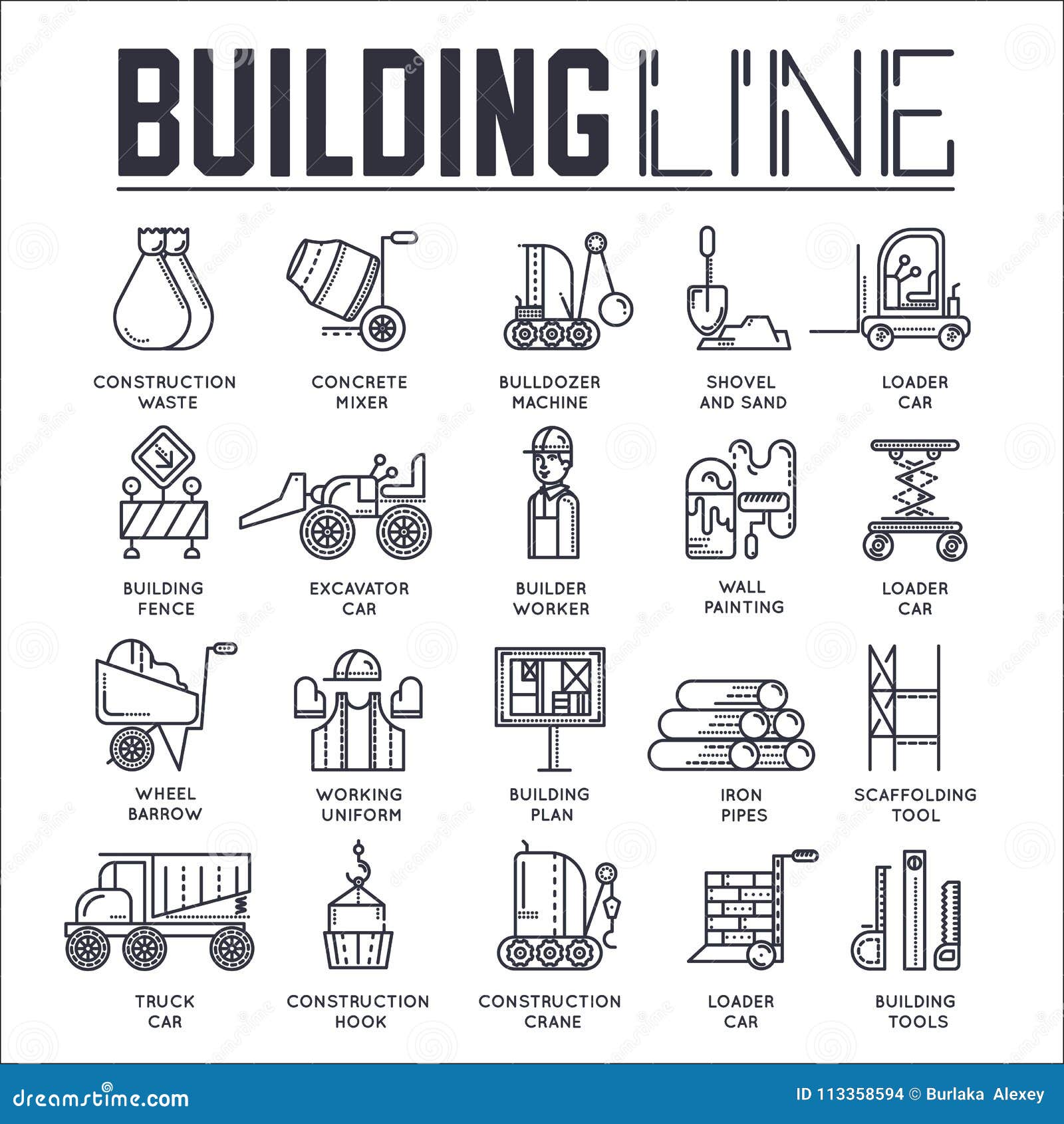 Thin Line Builders Doing Labor Job and Working with Heavy Vehicles ...
