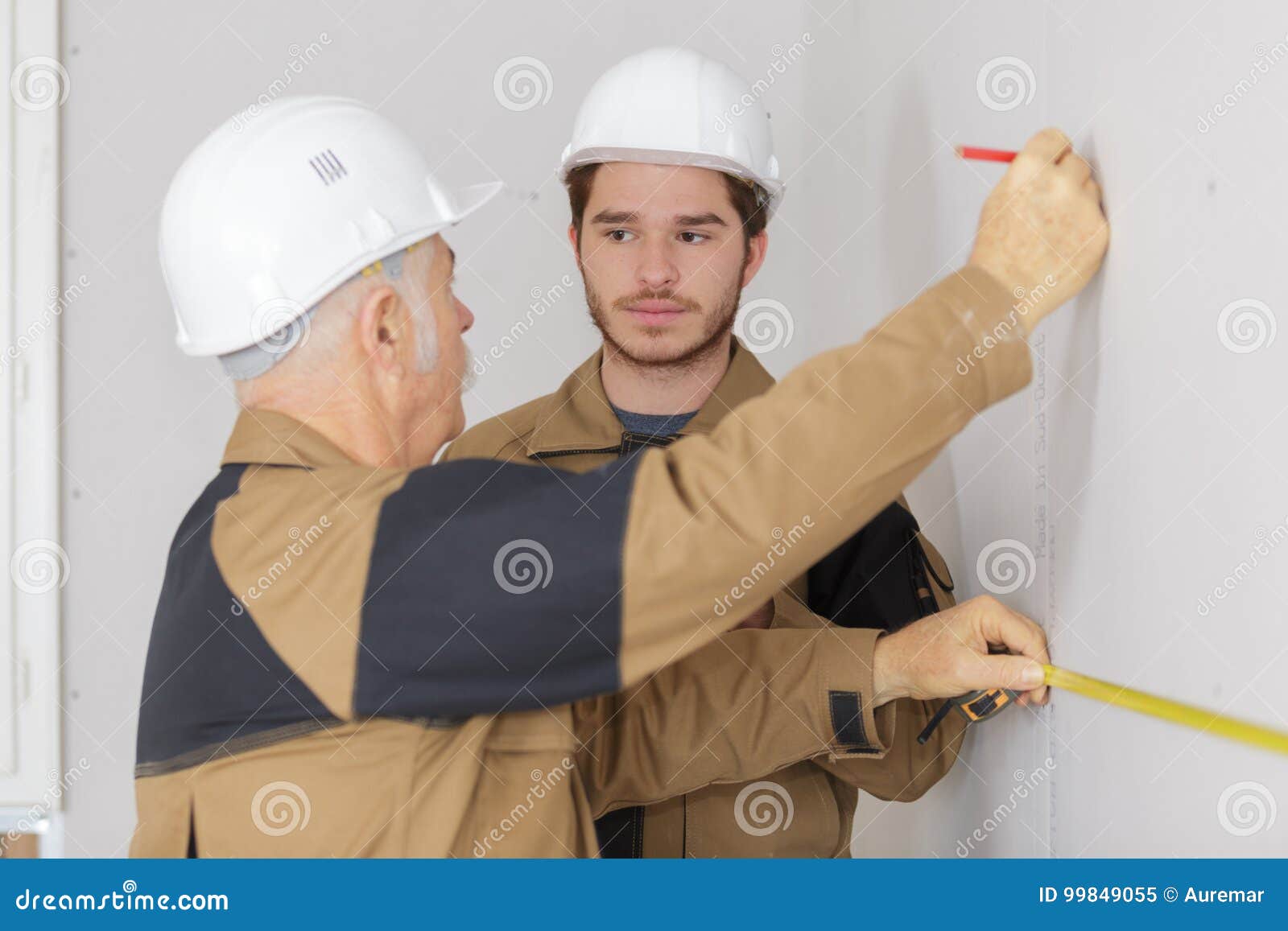 Builders Drawing Line on Wall Stock Image - Image of drawing, manual ...