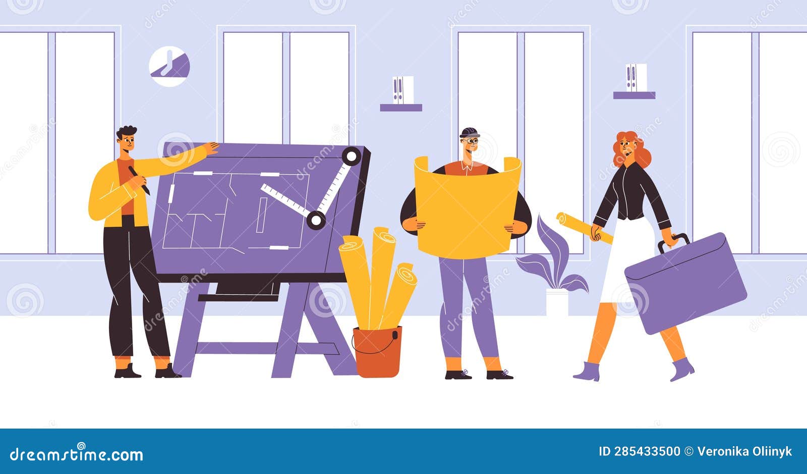 Builders, Engineers, Architects Professional Construction Team Workers Stock Illustration ...