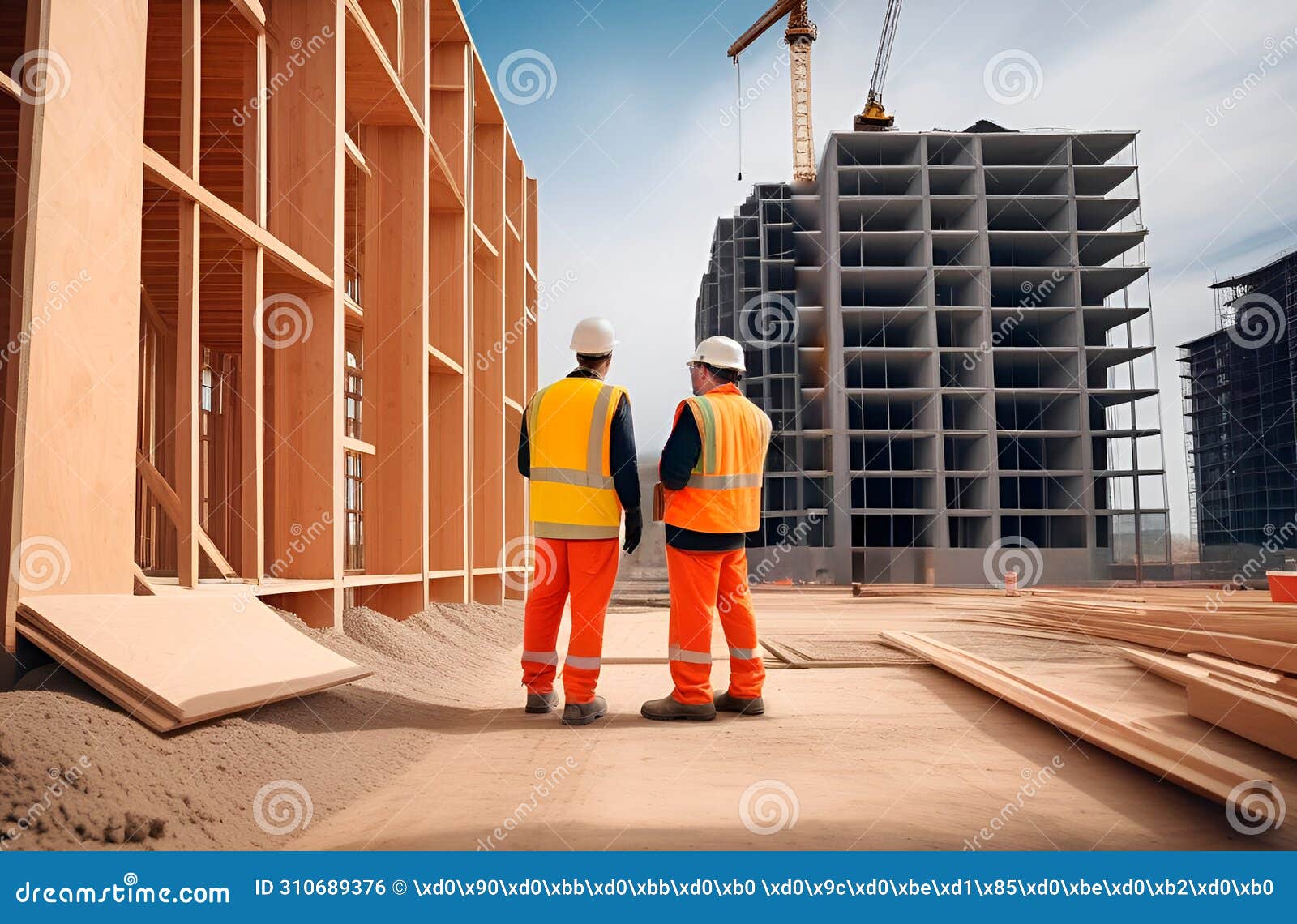 Builders and Engineers Working As Team on Construction Site Discuss ...