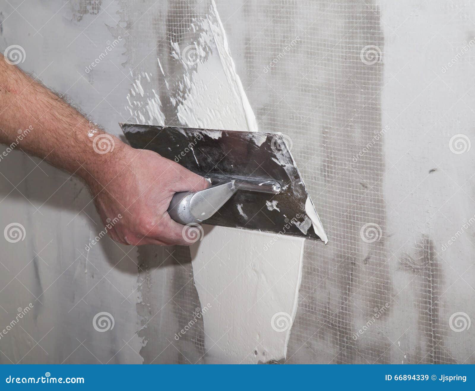 Builders Float in Hand Applying Putty on the Wall Stock Image - Image ...