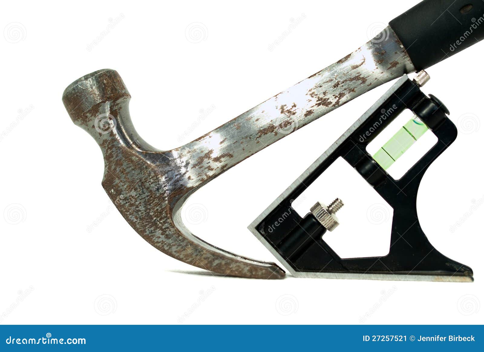 Builders hammer and level stock image. Image of carpentry - 27257521