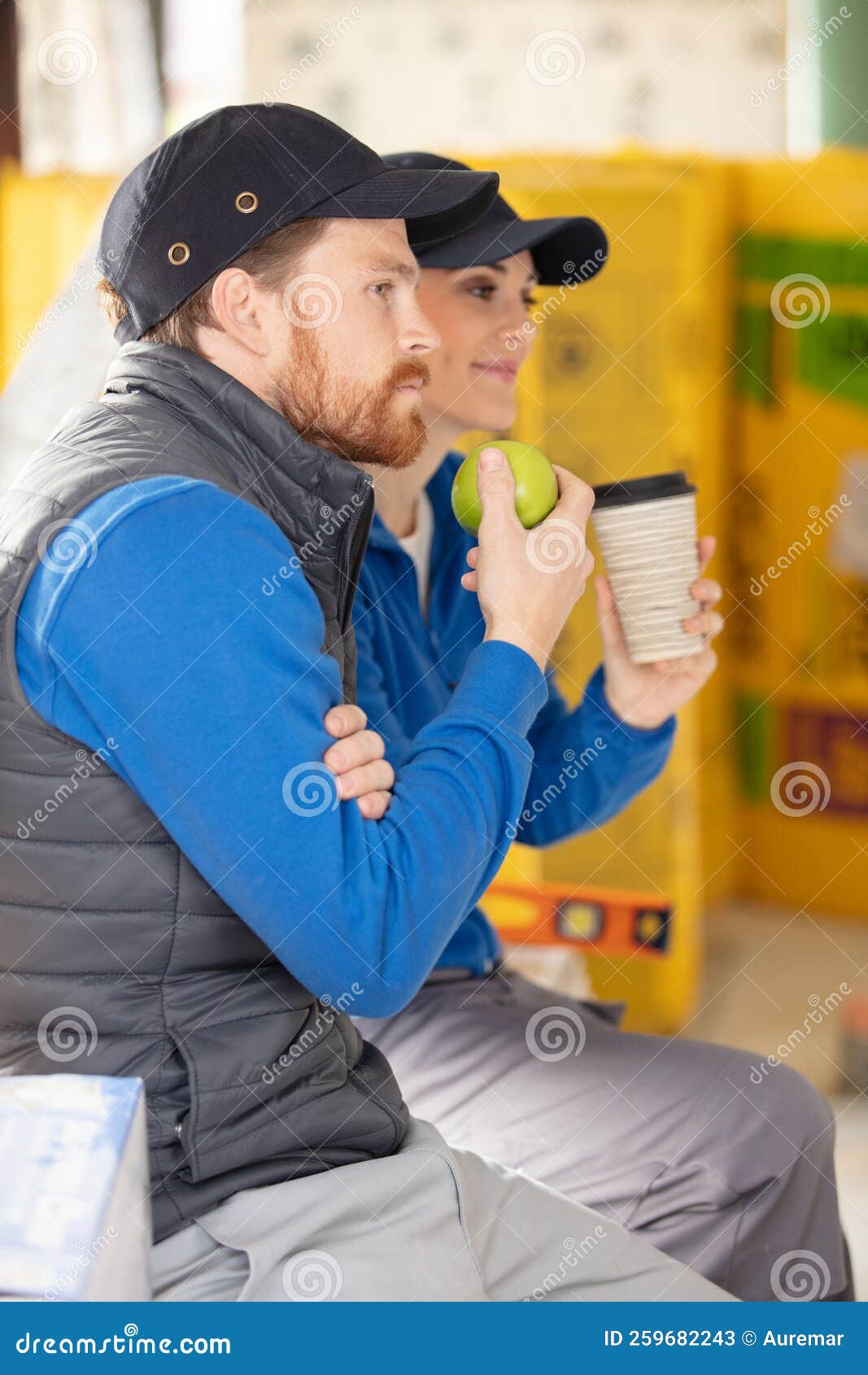 Builders Having Lunchbreak Together Stock Image - Image of friendly ...