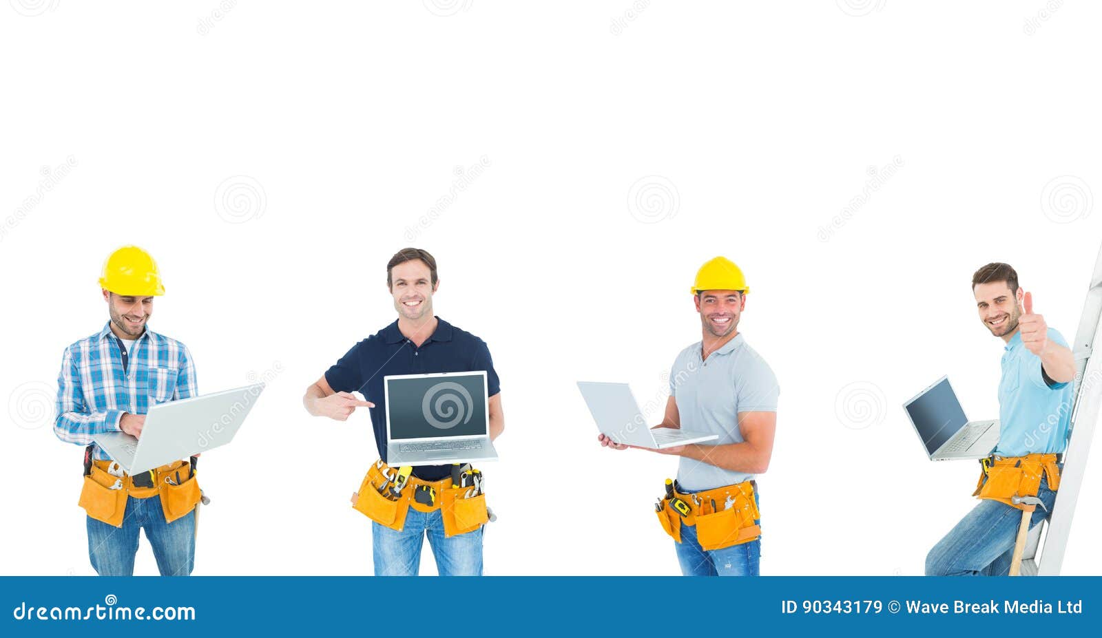 Builders with laptop stock image. Image of hard, carpenter - 90343179