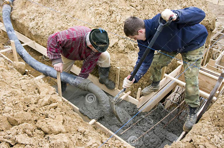 Builders Making Foundations Stock Photo - Image of construction, help ...