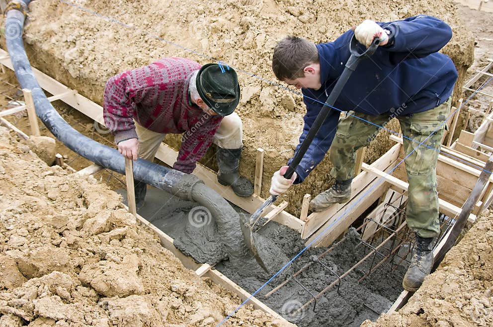 Builders Making Foundations Stock Photo - Image of construction, help ...