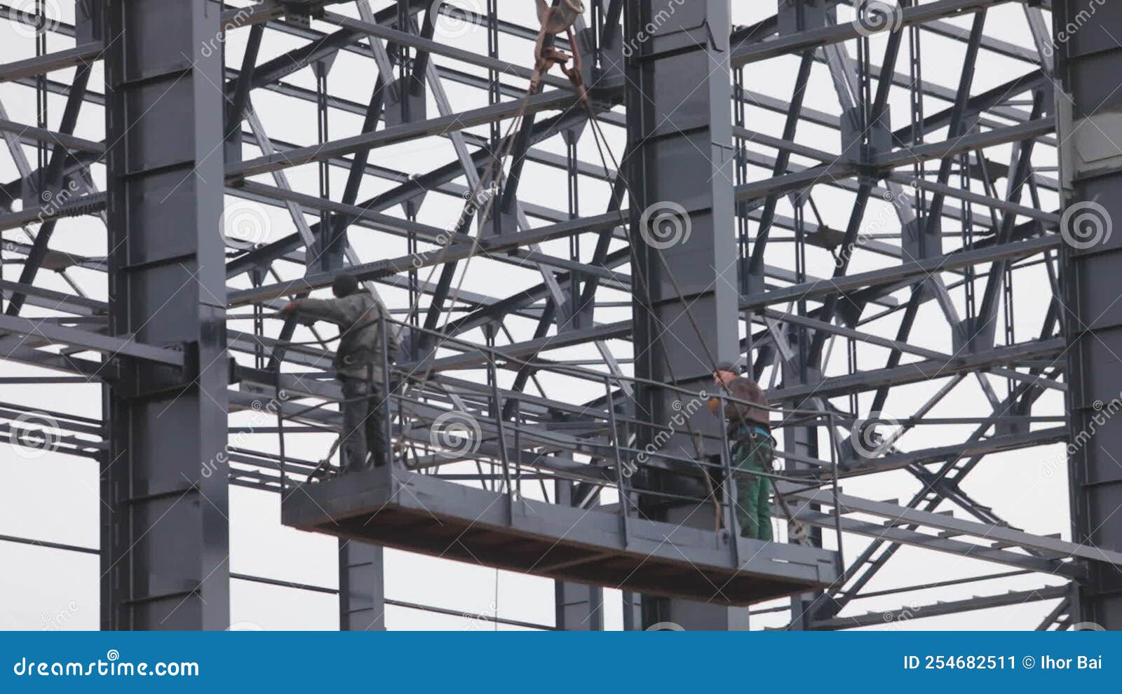 Builders Paint the Metal Structure of the Building from a Pulverizer ...