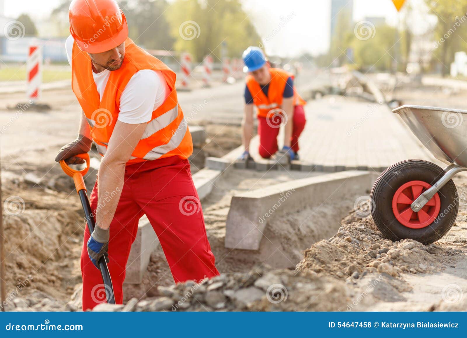 Builders and paving stock photo. Image of pavement, color - 54647458