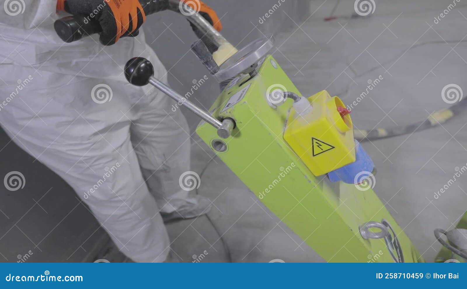 The Process of Creating a Concrete Floor in a Parking Lot. Standers in ...