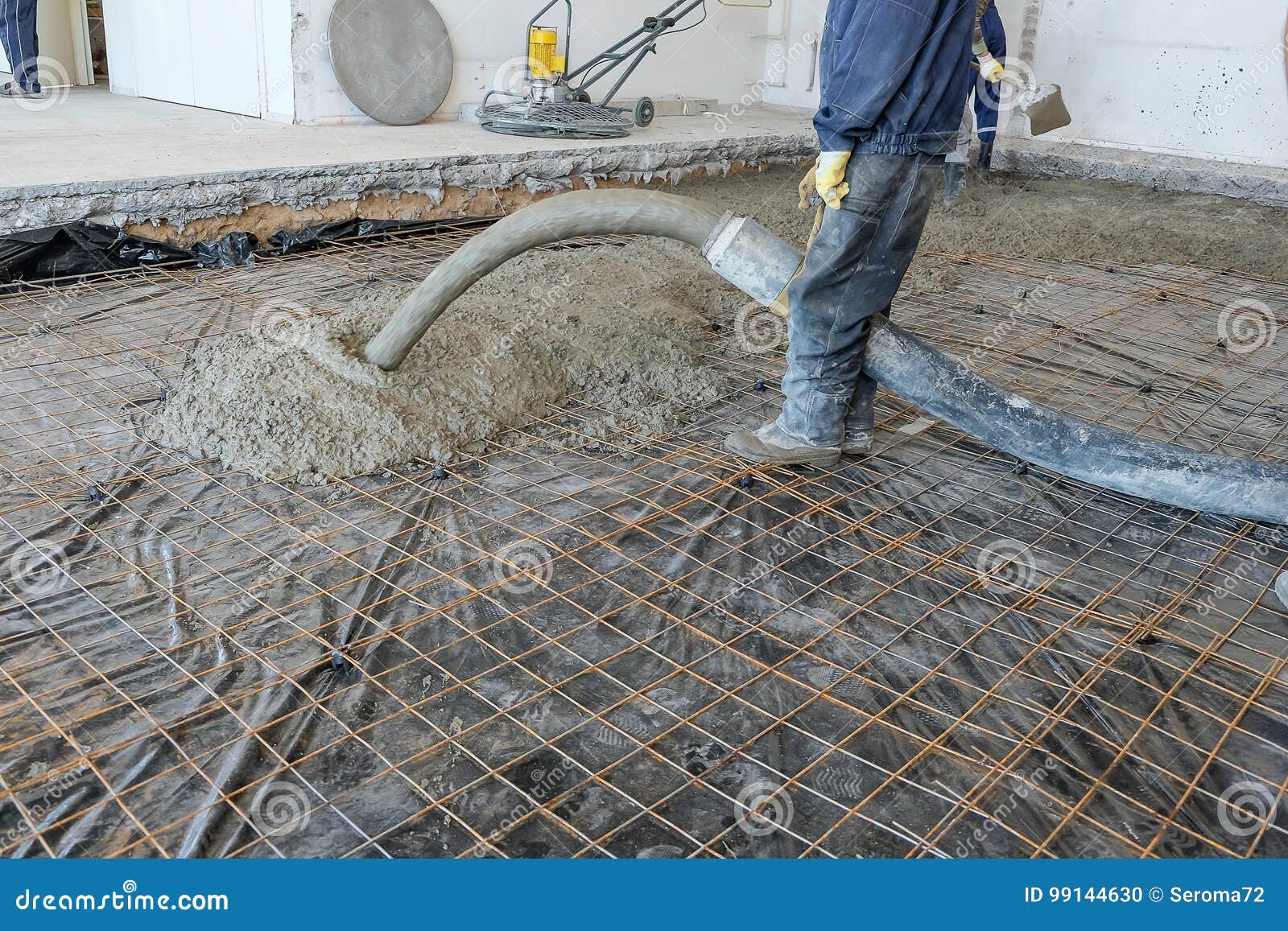 Pouring concrete slab stock photo. Image of builder, concrete - 99144630