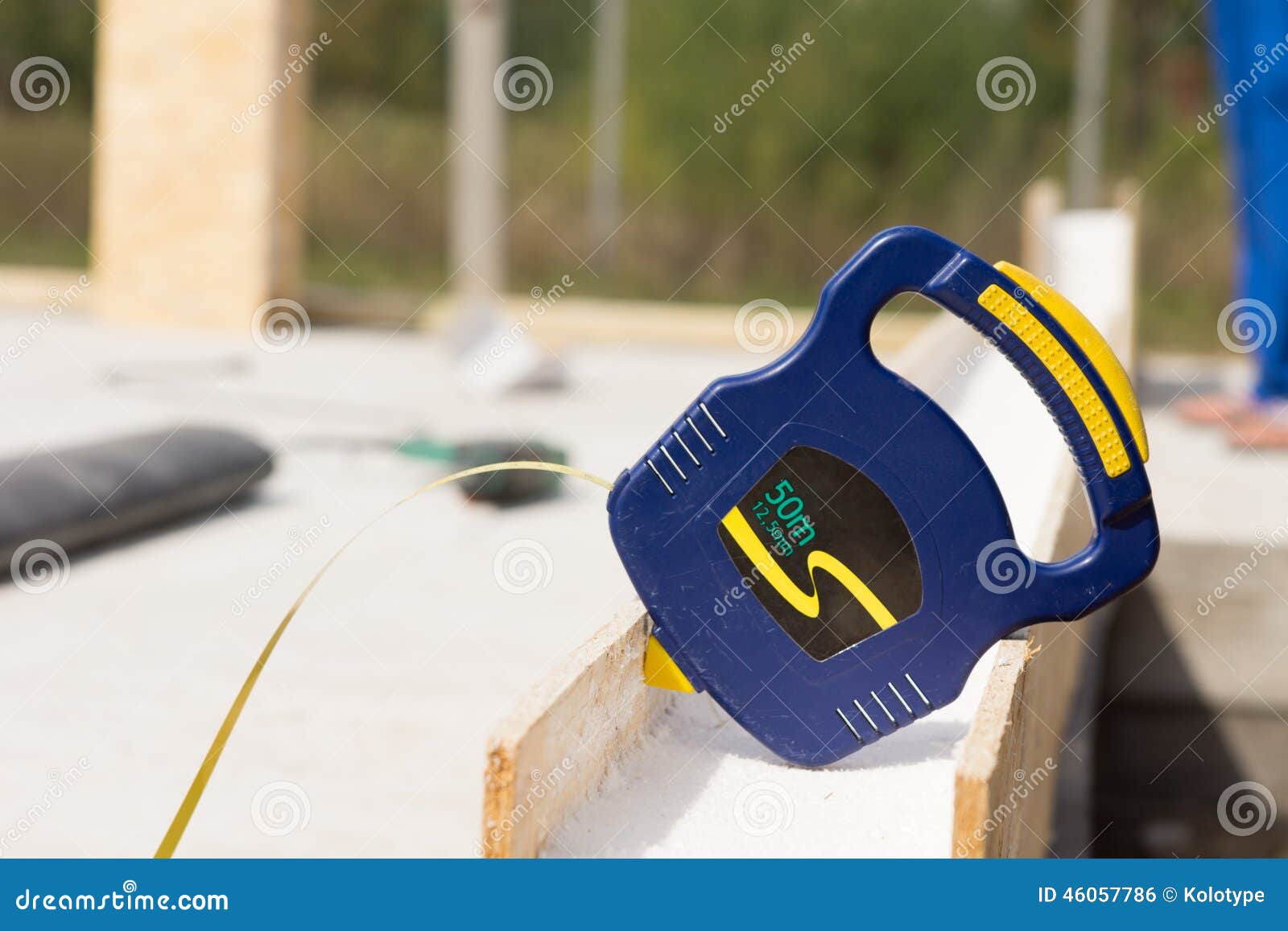 Builders Retractable Tape Measure on Site Stock Photo - Image of ...