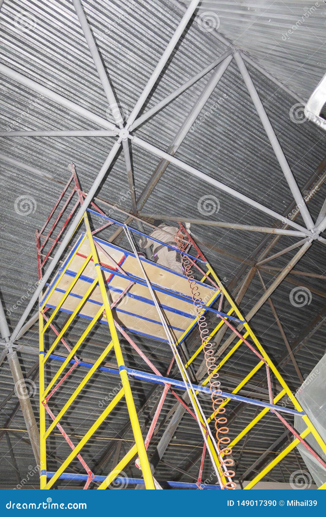 The Builders on the Scaffolding, Painting Works Stock Photo - Image of ...