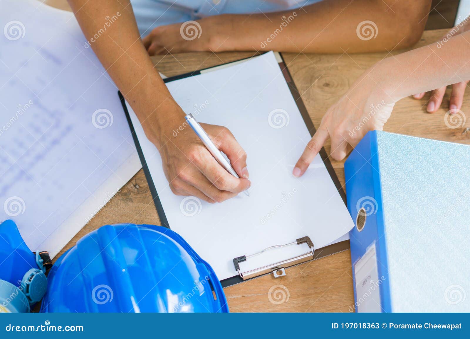 Builders Teamwork Engineering and Architecture. Top View of Architect ...