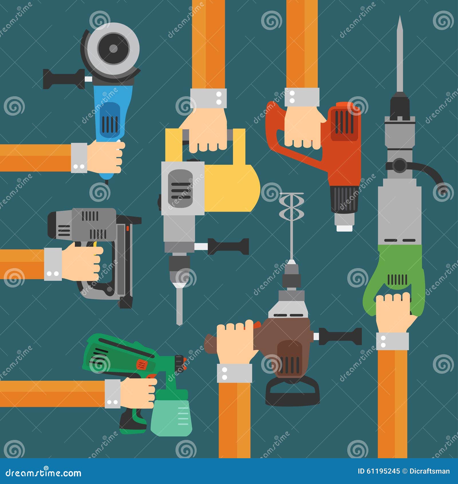 Builders Tools Flat Modern Background with Hand Stock Vector ...