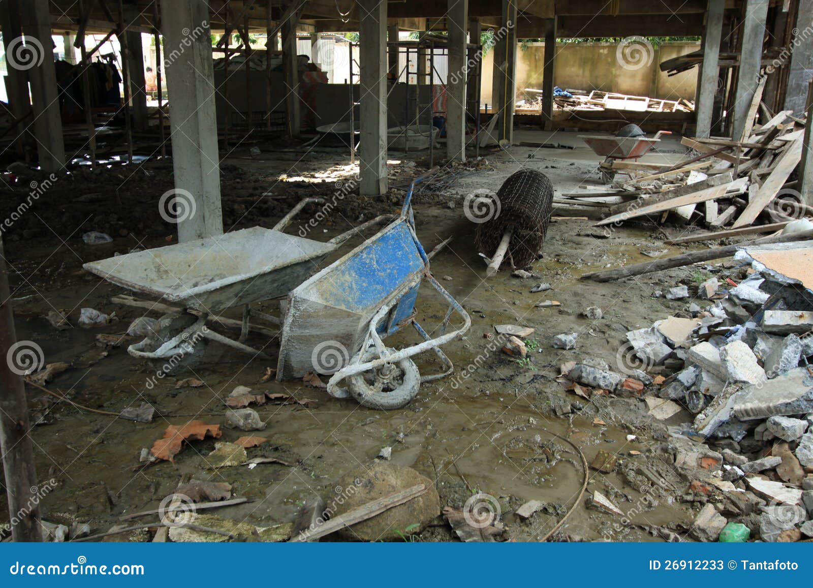 Builders Wheel Barrow in Site Stock Image - Image of scene, growth ...