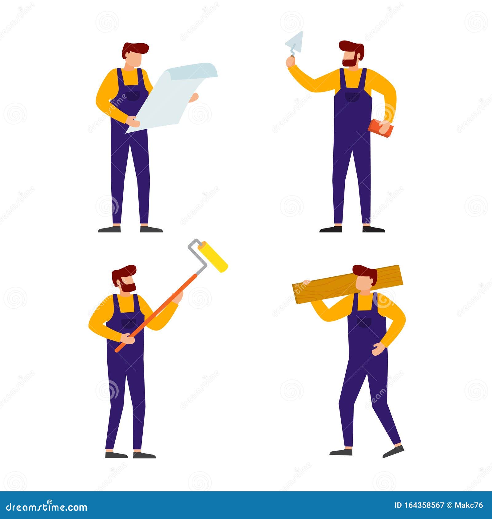 Builders Work on the Construction Site Stock Vector - Illustration of ...