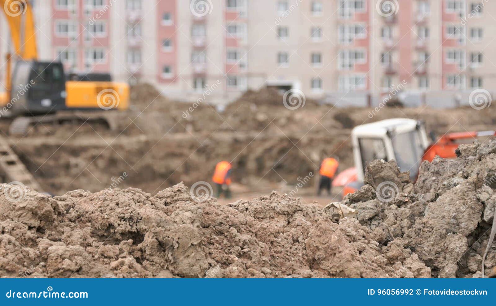 Builders Work into Large Clay Pit for Construction Stock Footage ...