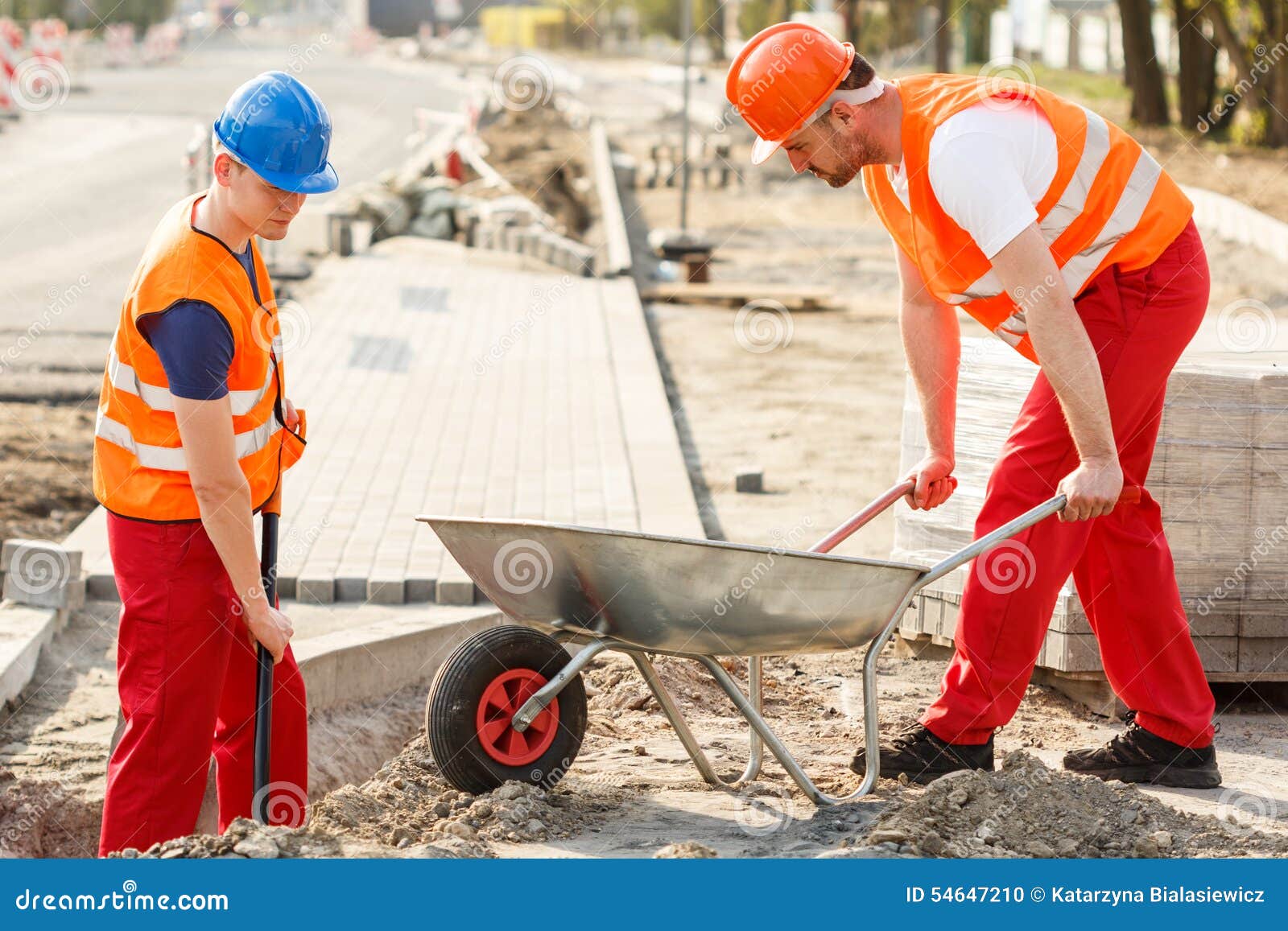 Builders at work stock photo. Image of occupation, hardhat - 54647210