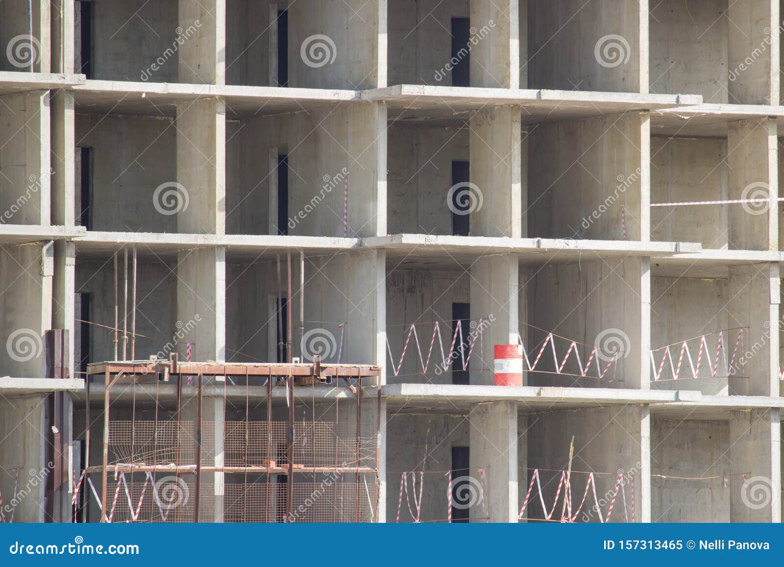 Builders Working on the Construction of a Large Building Stock Image ...