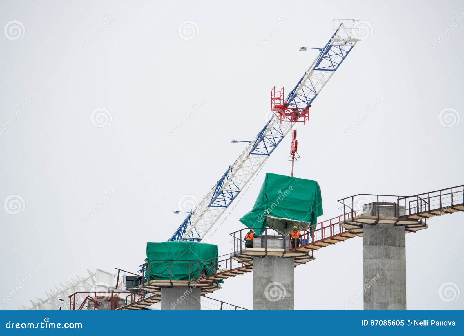 Builders Working on the Construction of a Large Building Stock Image ...