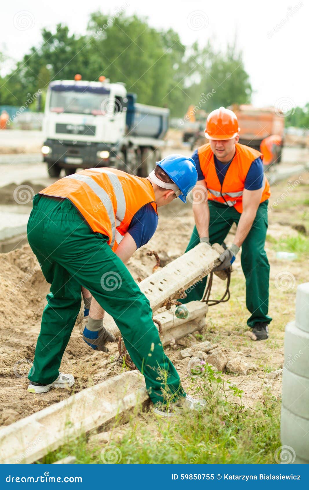 Builders working together stock image. Image of equipment - 59850755