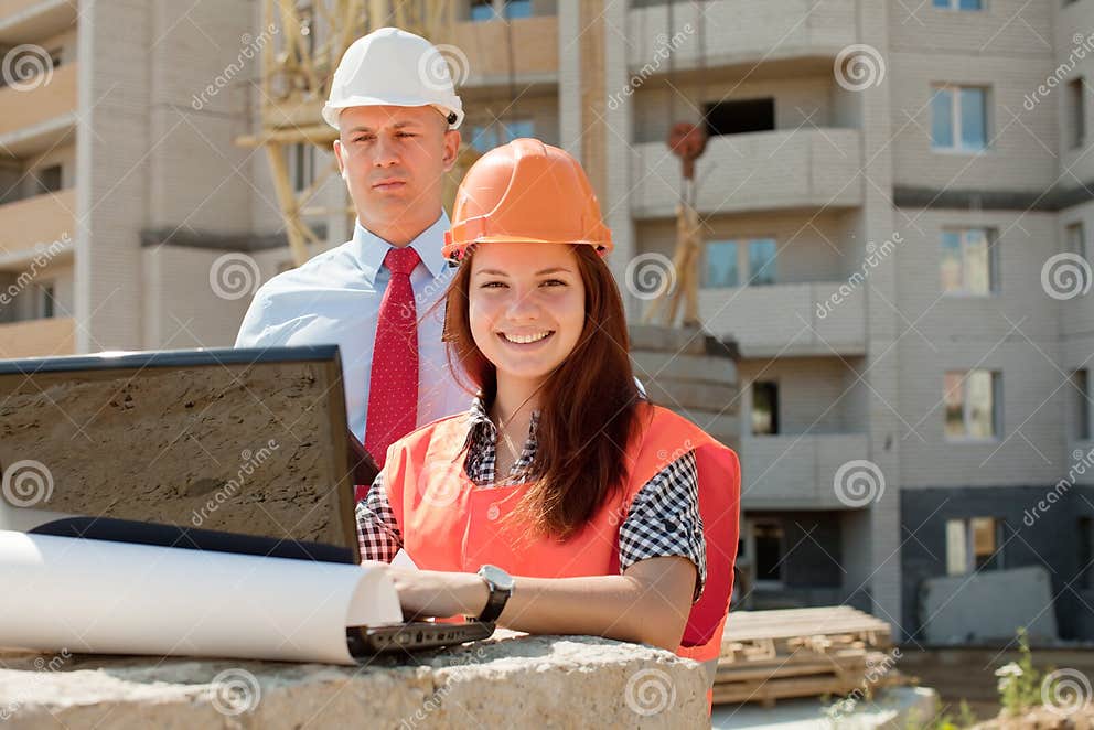 Builders Works at Construction Site Stock Photo - Image of occupation ...