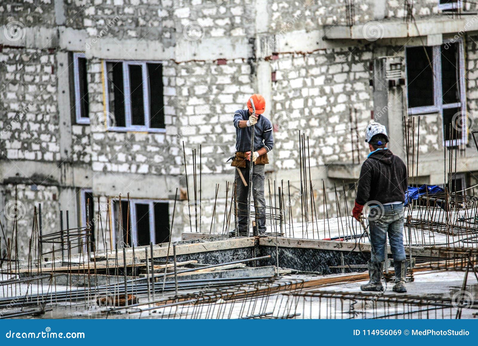 Builders Works on the Construction Site Editorial Stock Image - Image ...