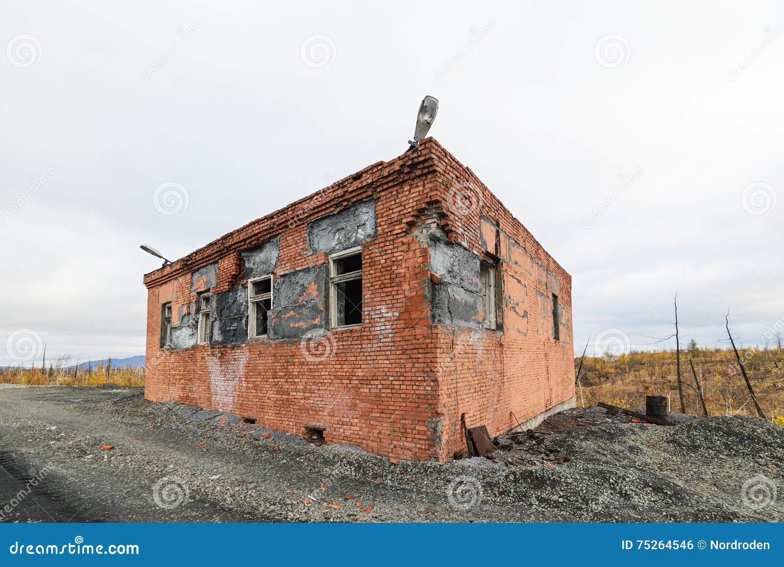 The Building of an Abandoned Rail Post. Stock Photo - Image of autumn ...