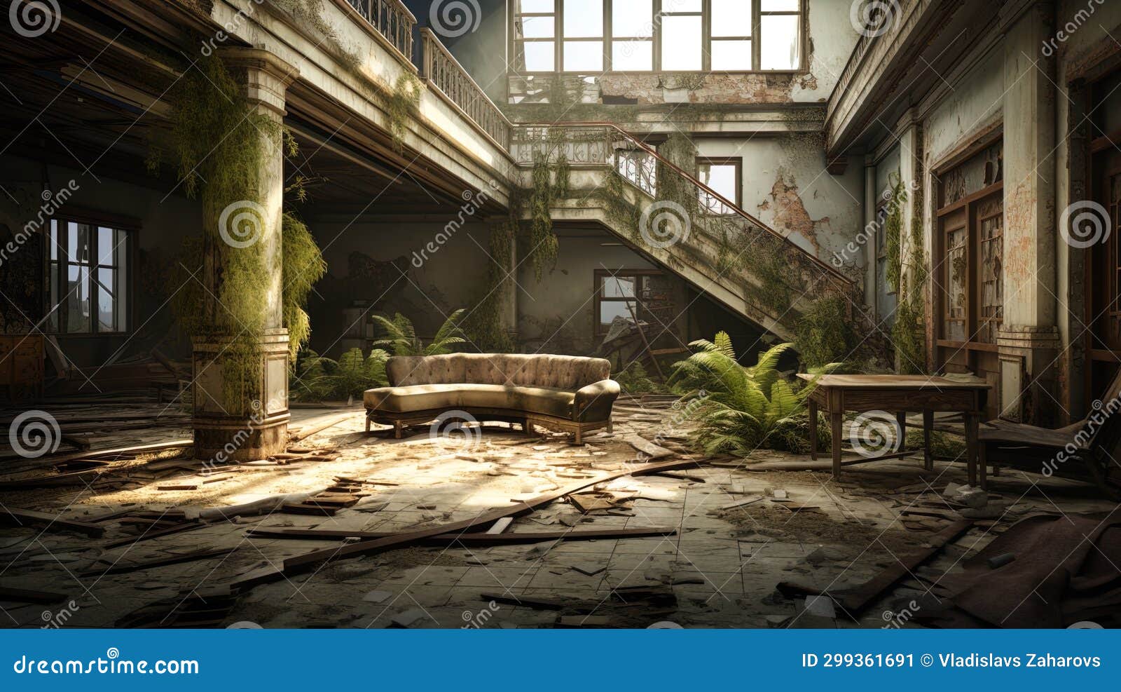 The Building, Abandoned by Time, with Lost Elements of Architecture ...