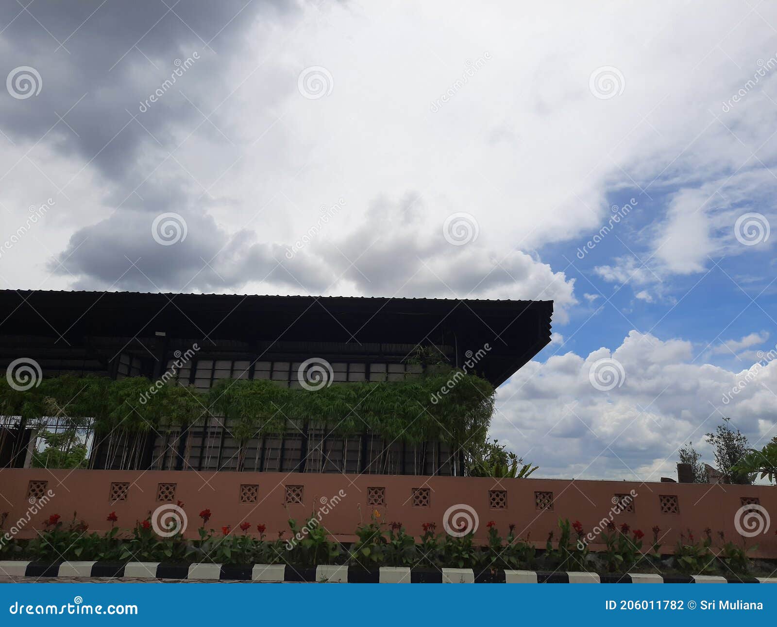 A building above ground stock photo. Image of roof, city - 206011782