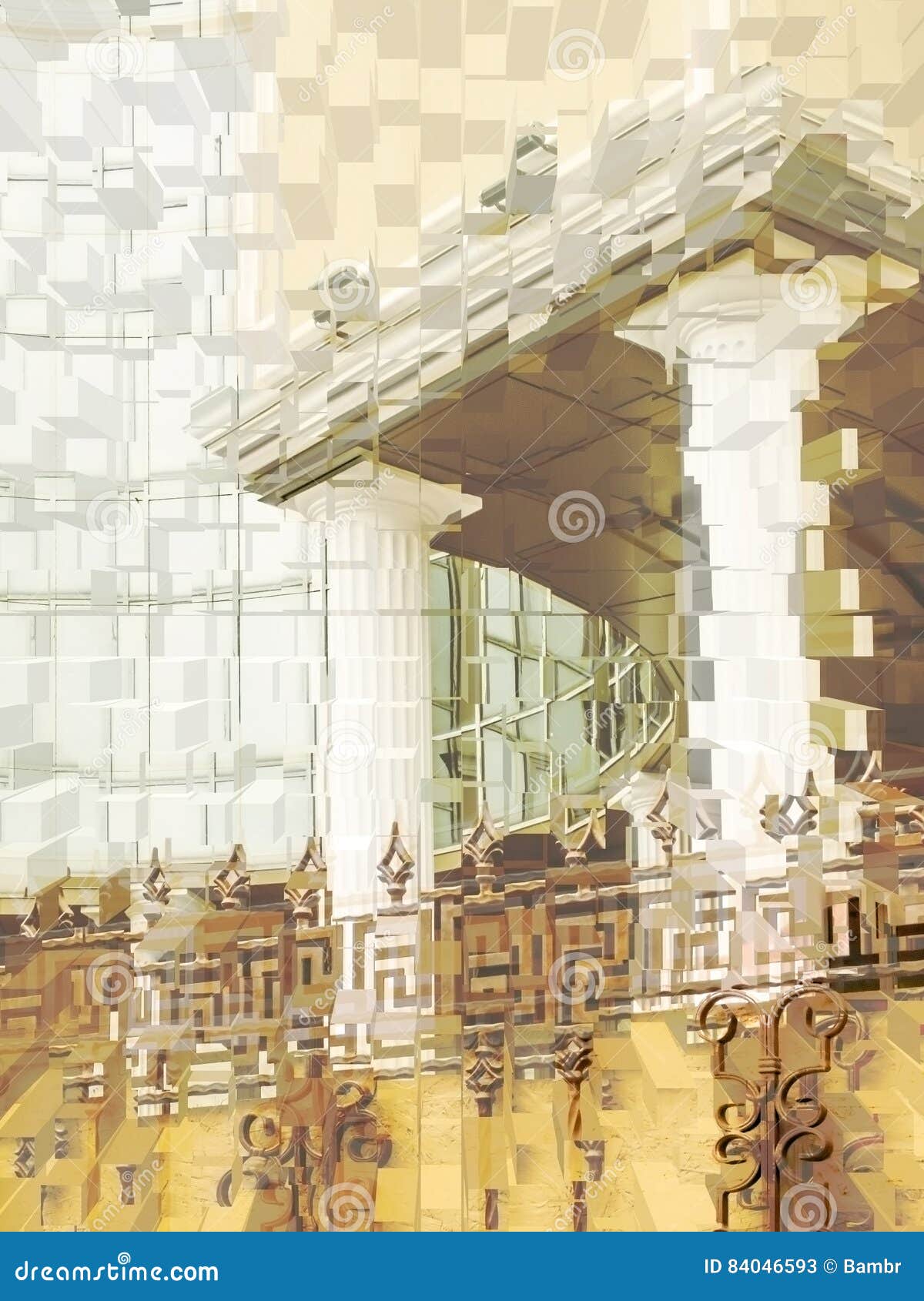 Building Abstract Background with Columns and Decorative Element Stock ...