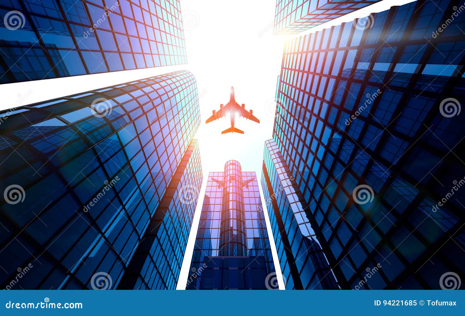 Building with airplane stock illustration. Illustration of building ...