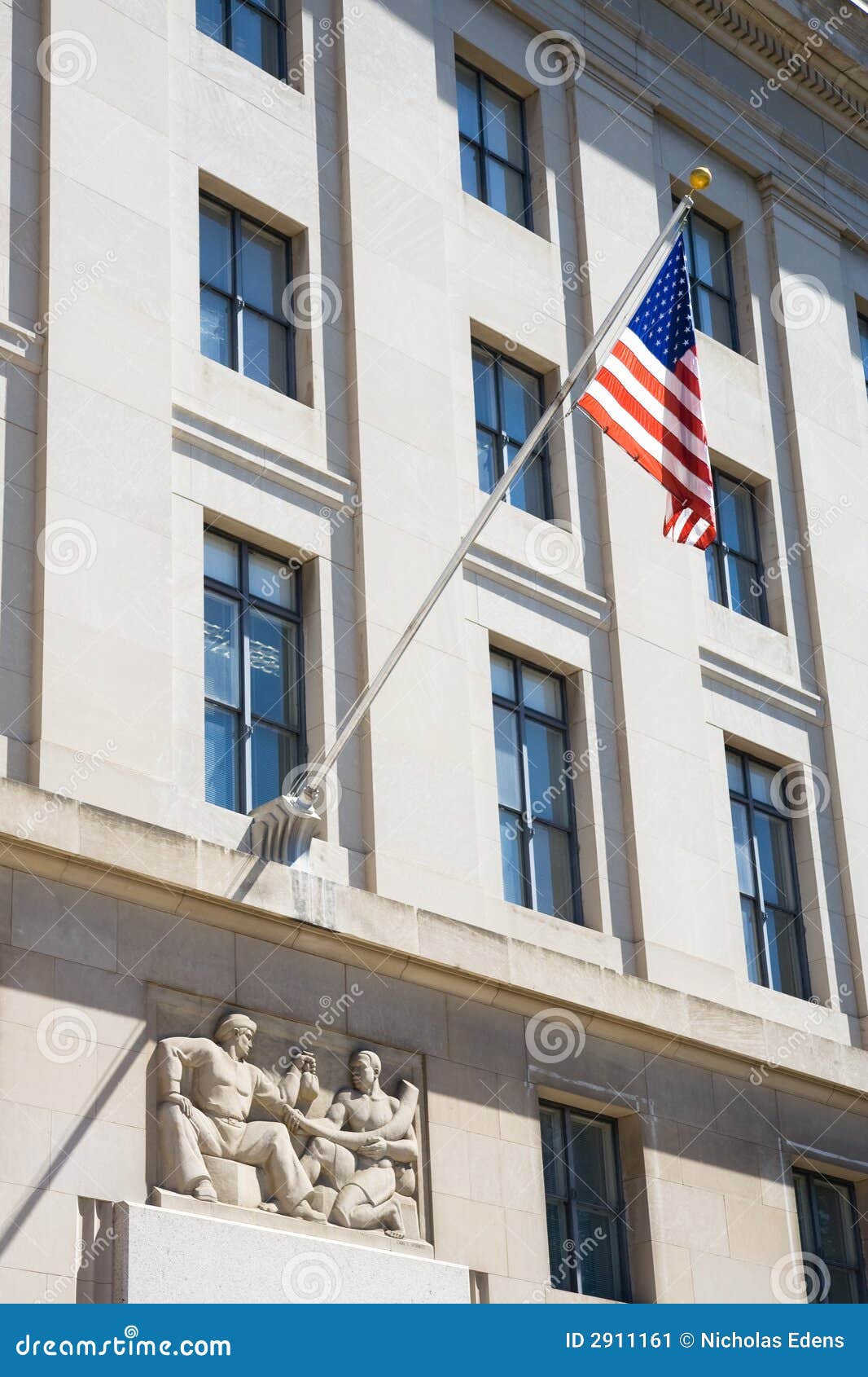 Building with American Flag in Stock Image - Image of american ...