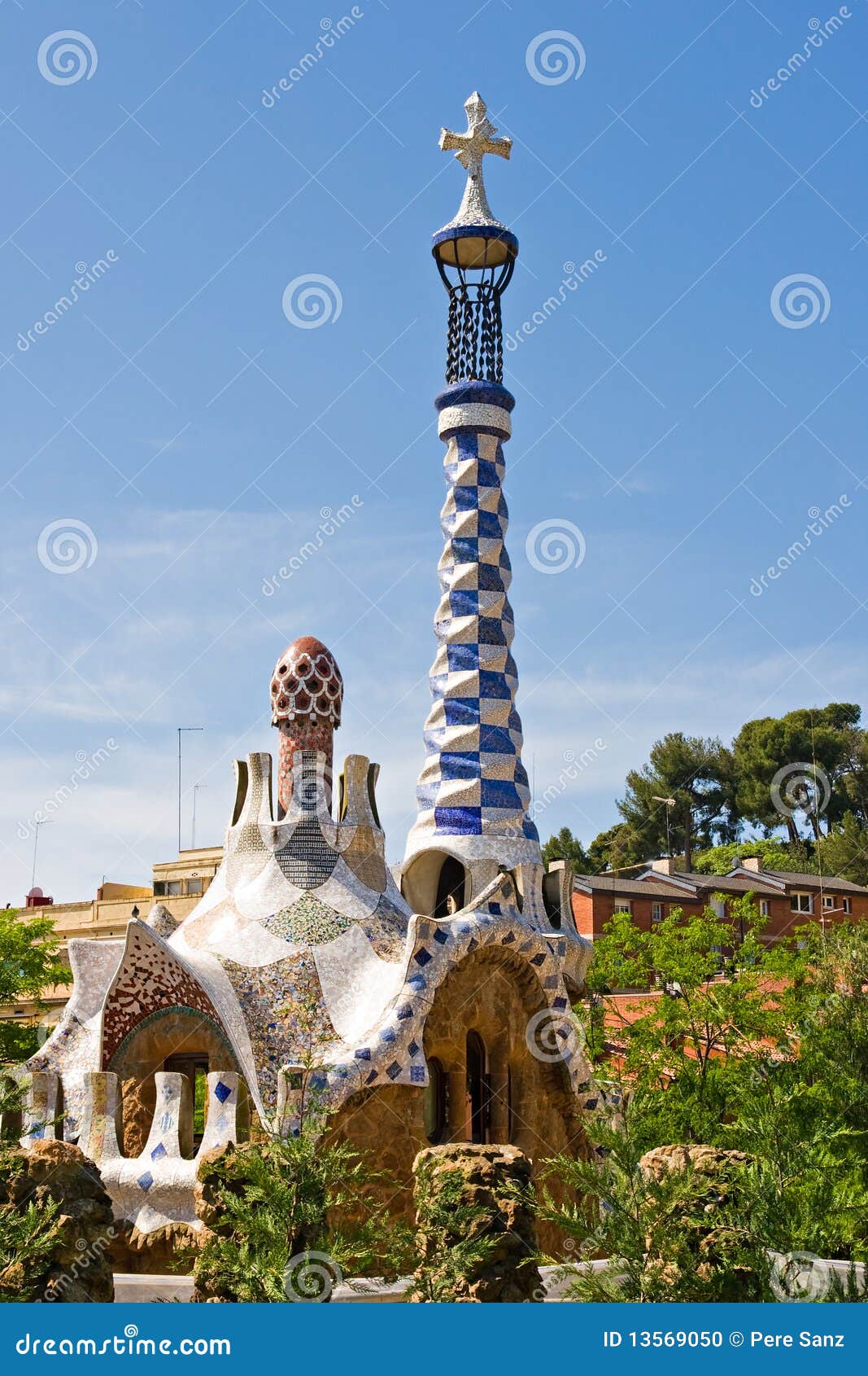 Building in Antonio Gaudi Parc Guell Editorial Image - Image of ...