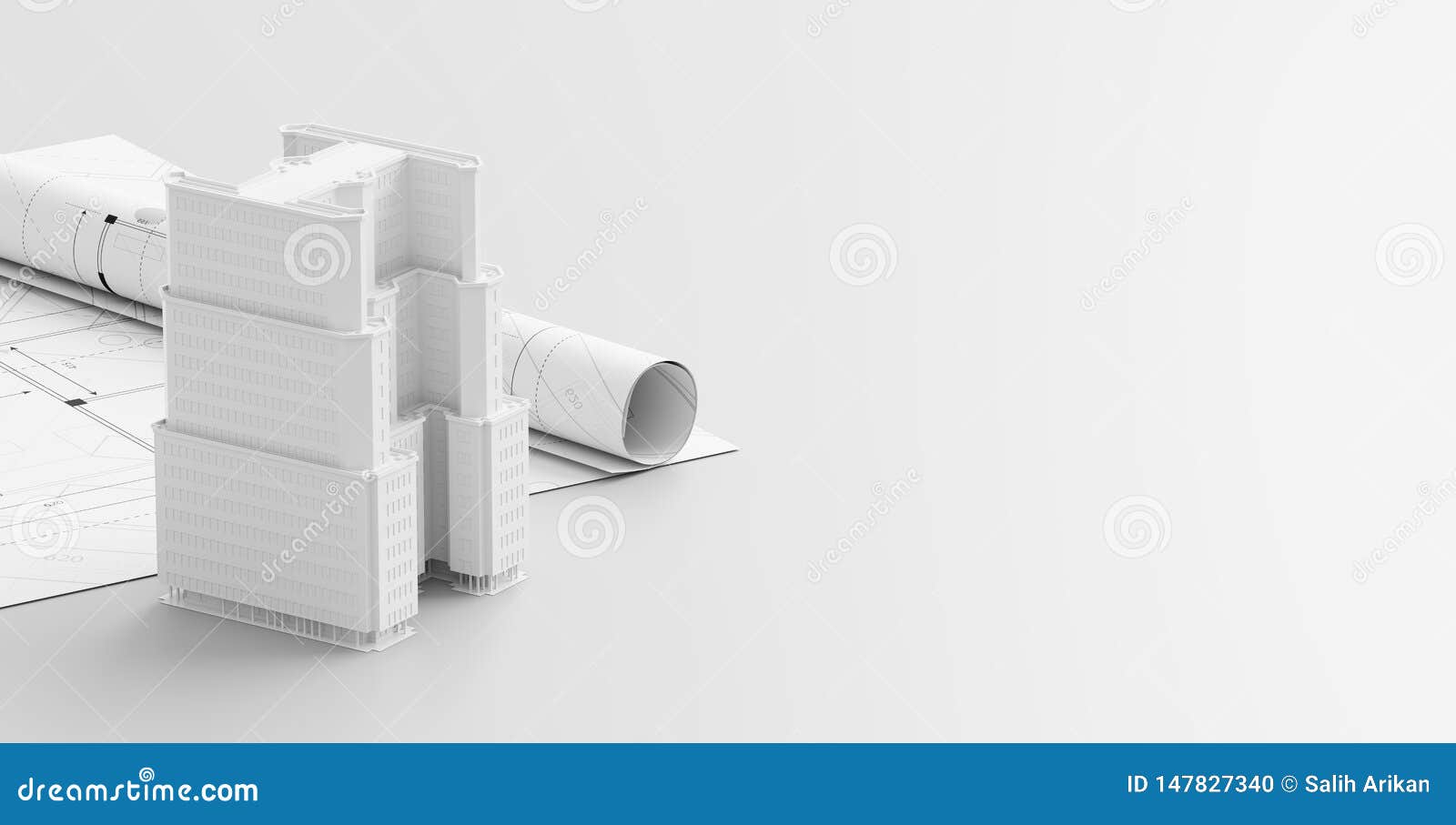 Building or Architectural Design Concept on Blueprints. Construction ...