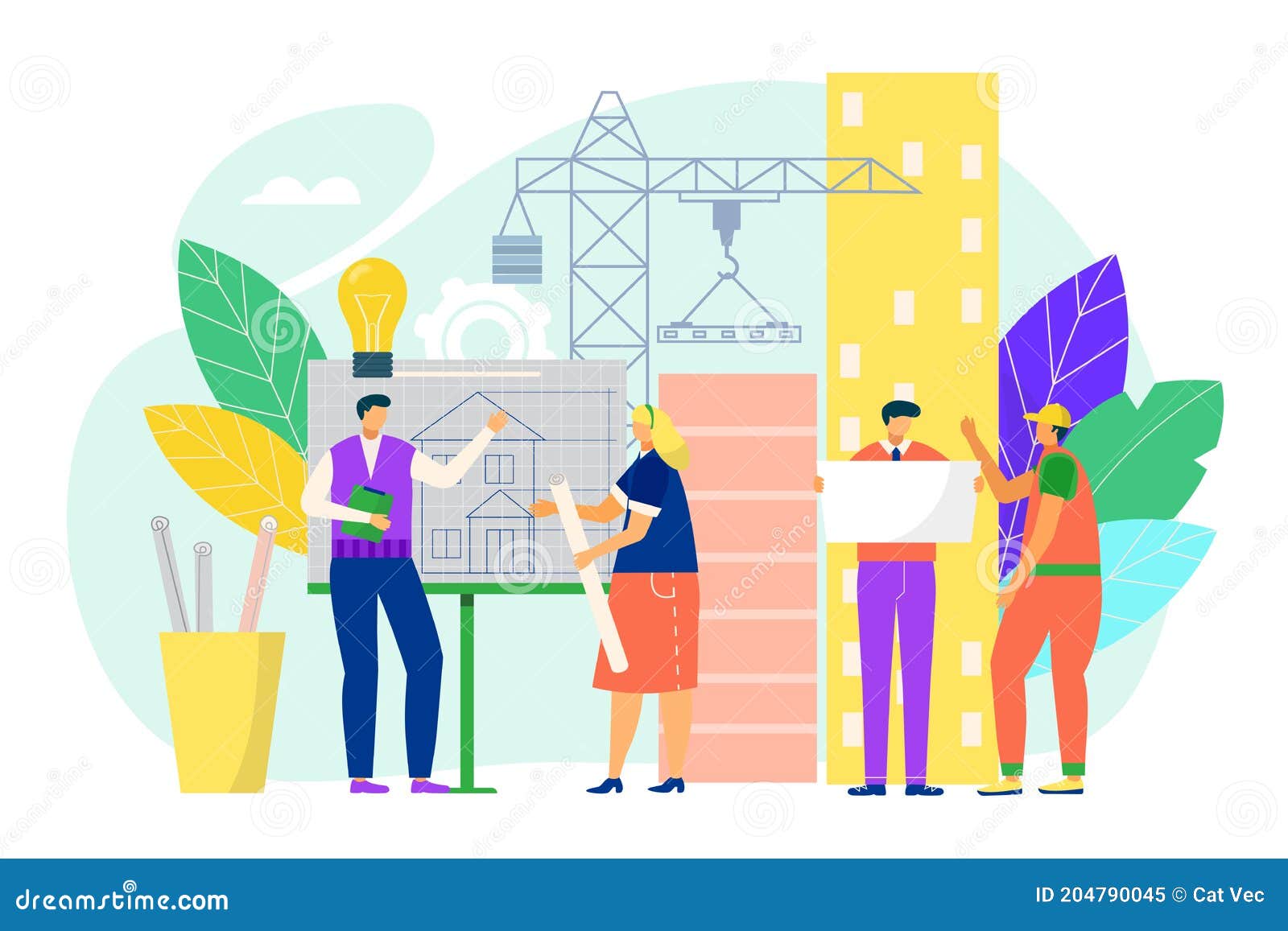 Building Architectural Engineering Concept, Vector Illustration ...