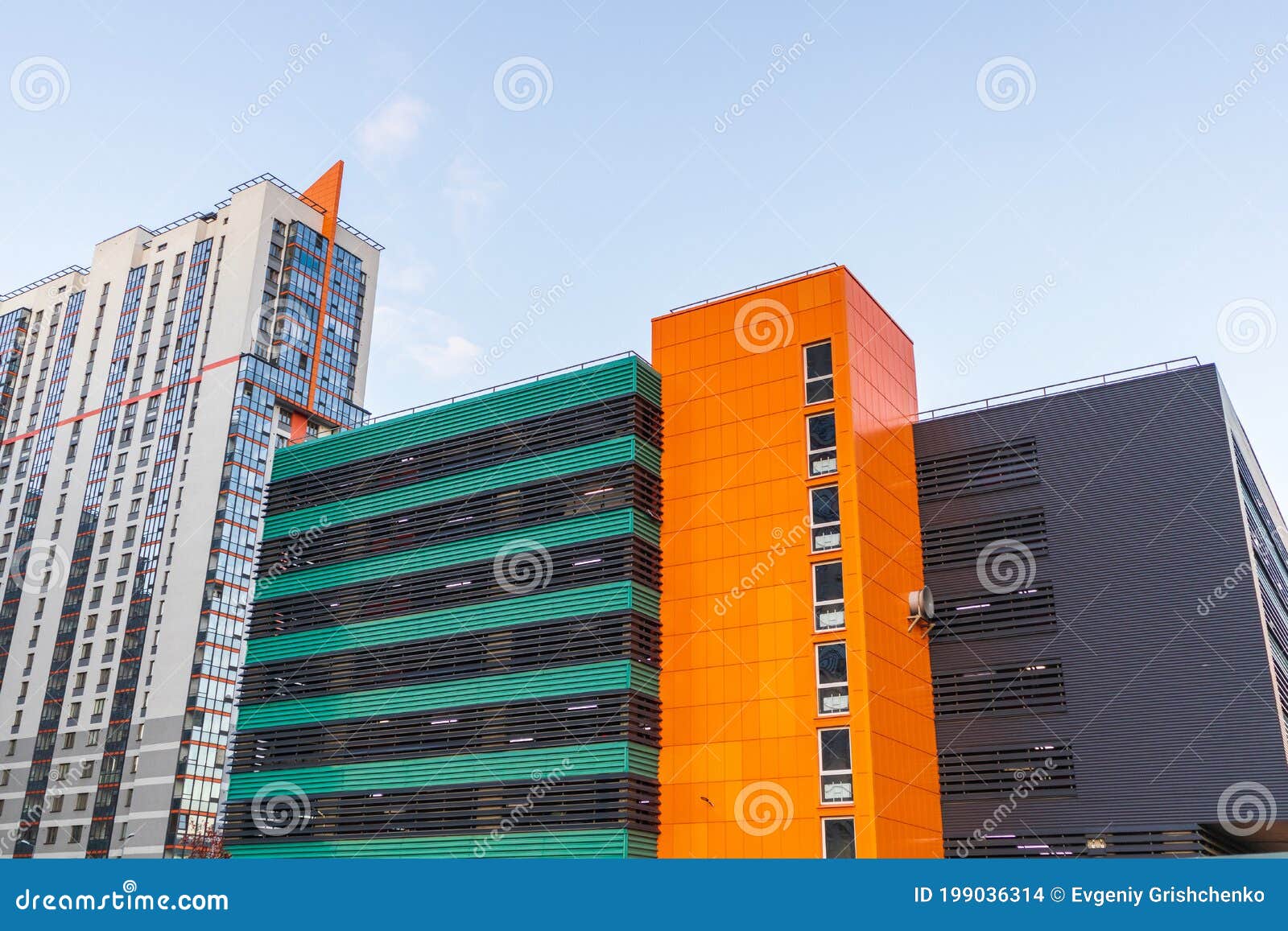 Building in Architectural Style High-tech Bright Colors.orange Bar ...