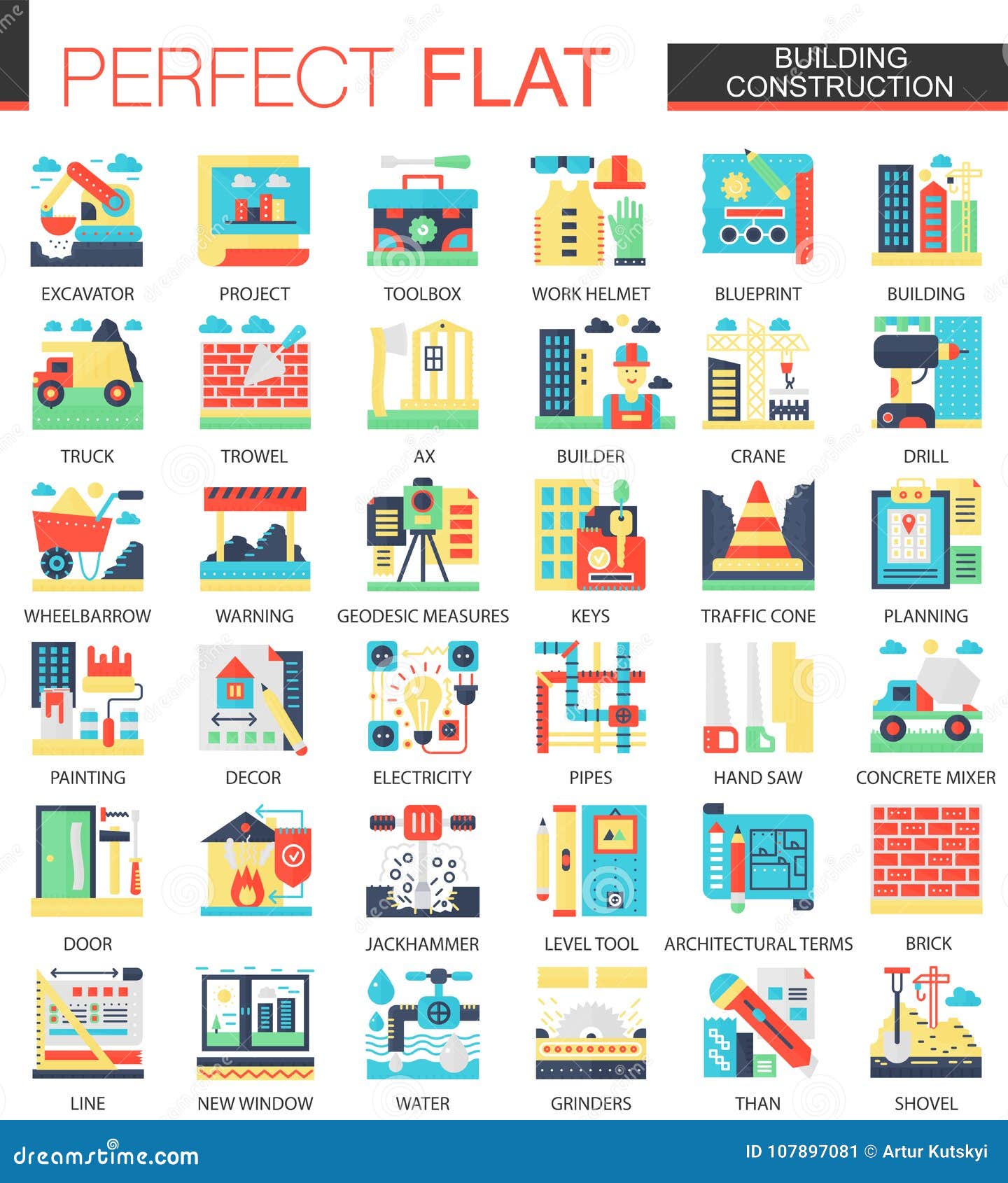 Building, Architecture Construction Vector Complex Flat Icon Concept ...