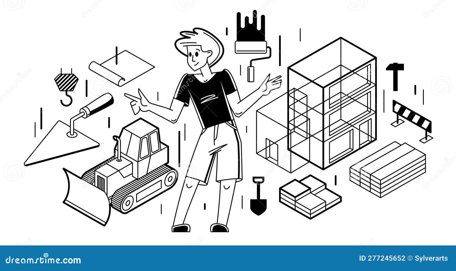 Building Architecture Designer Vector Outline Trendy Illustration ...