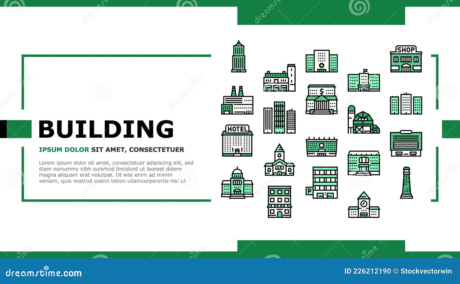Building Architecture Landing Header Vector Stock Vector - Illustration ...