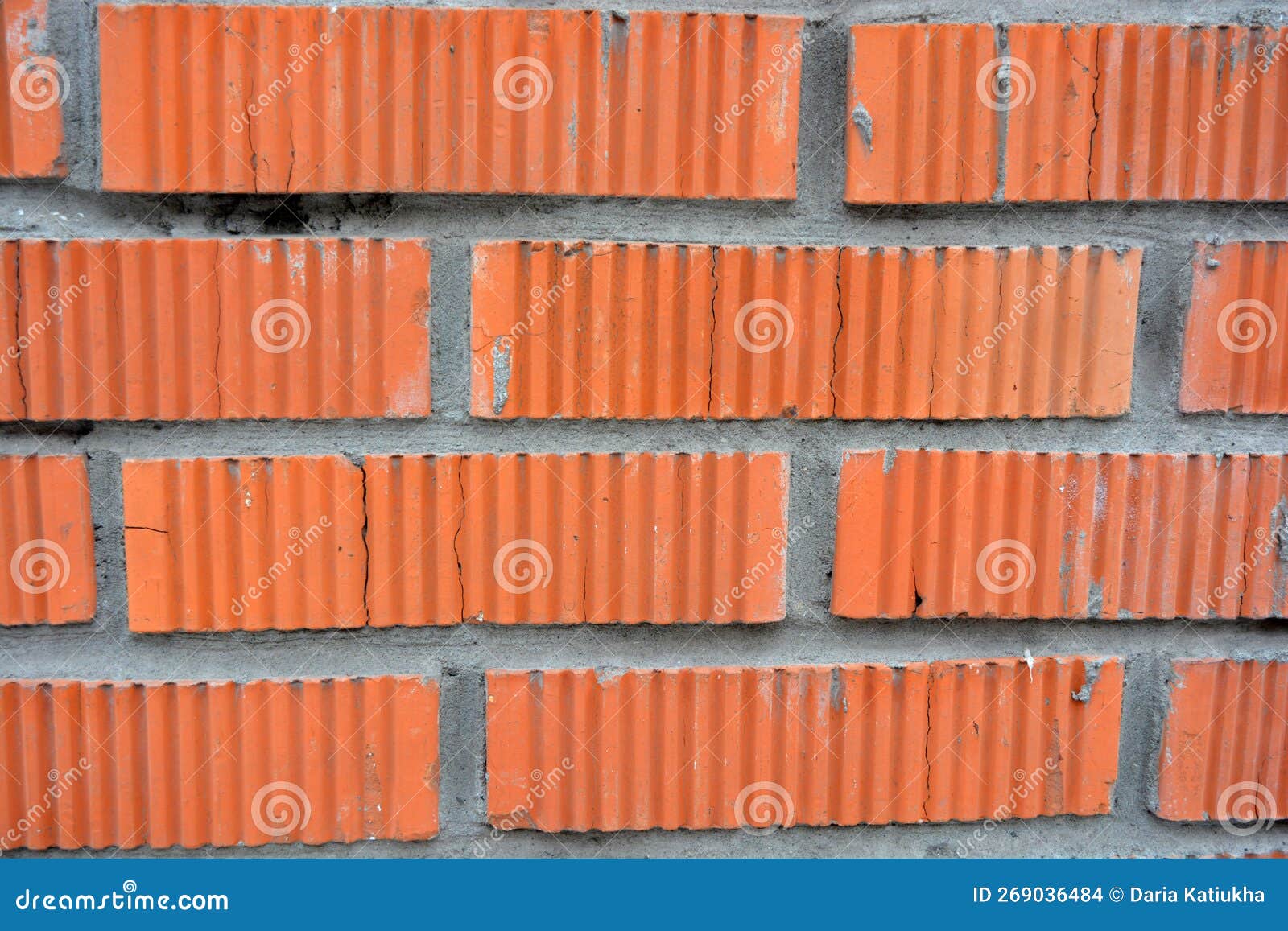 Building Background, Red Beautiful Brick Wall with Grooved Sides ...