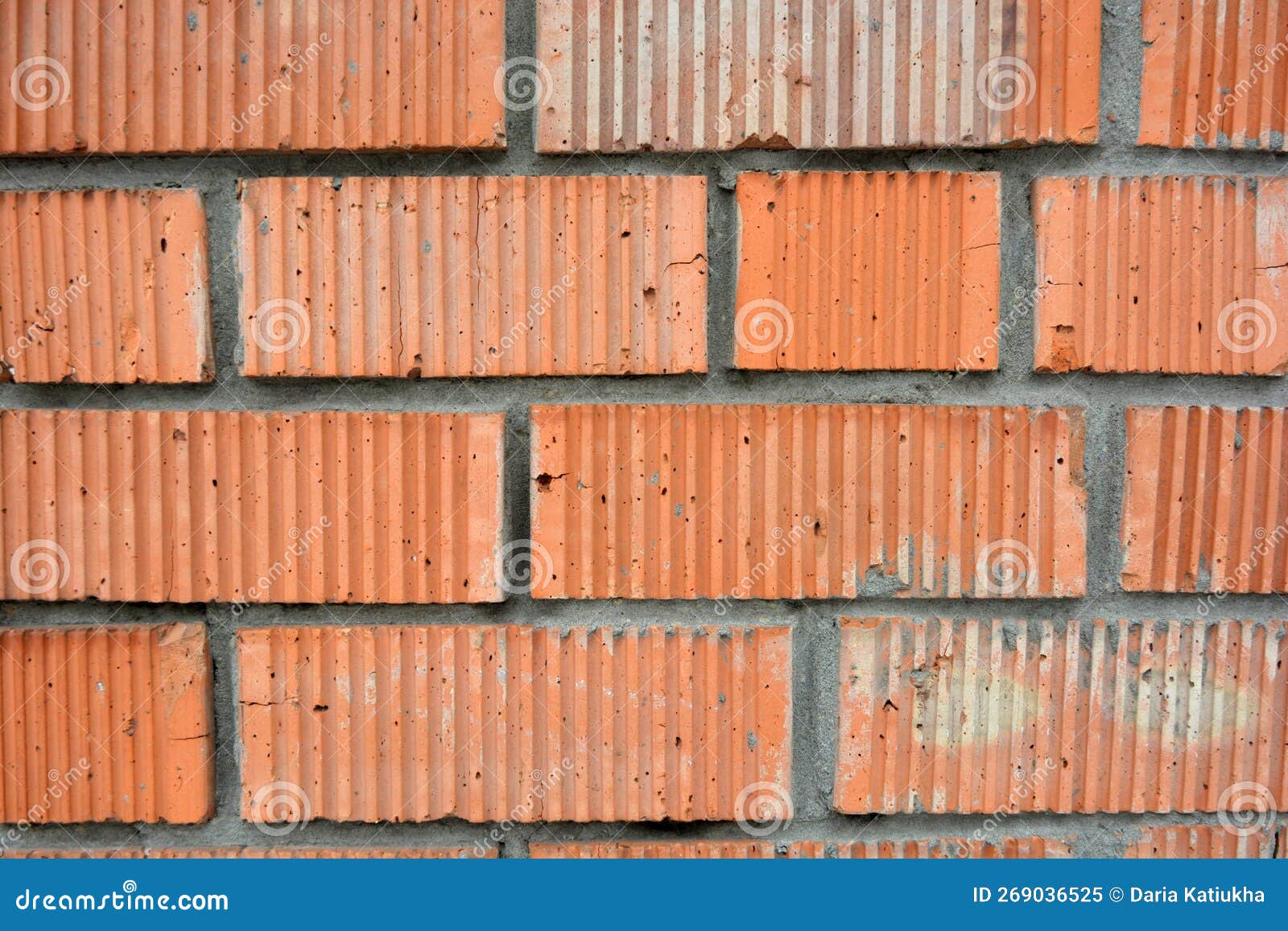 Building Background, Red Beautiful Brick Wall with Grooved Sides ...