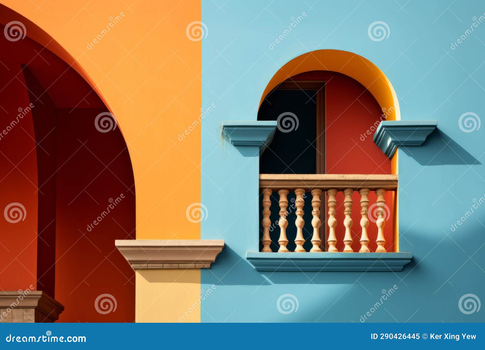 A Building with a Balcony and Balconies Painted in Different Colors ...