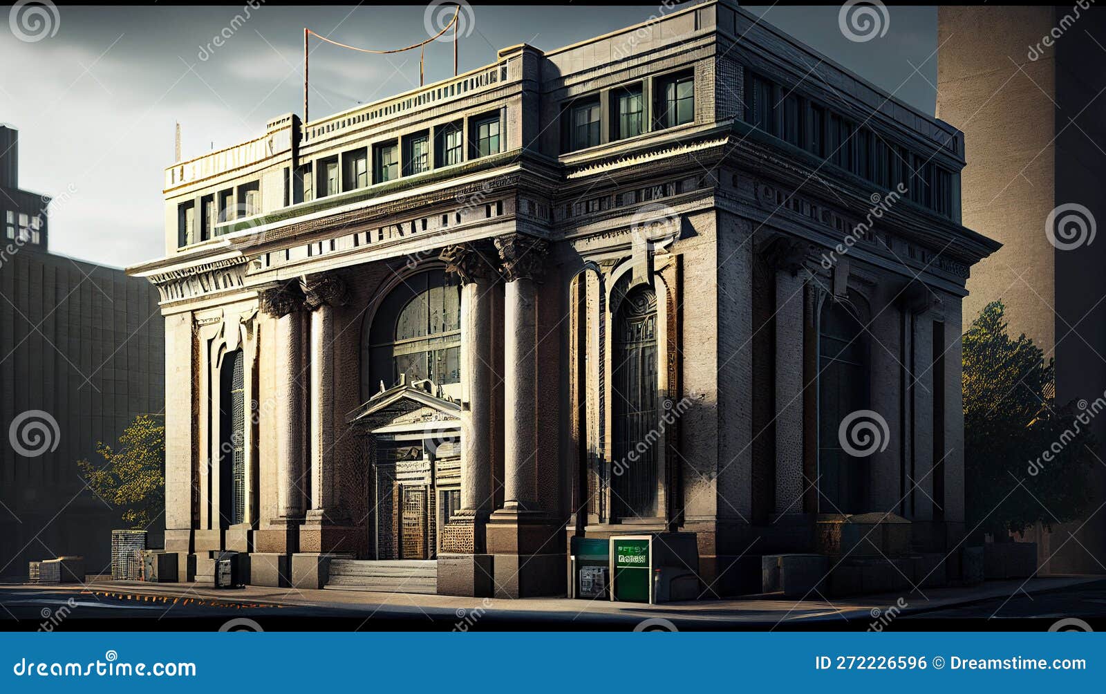 Building of Bank on the City. Generative Ai Stock Illustration ...