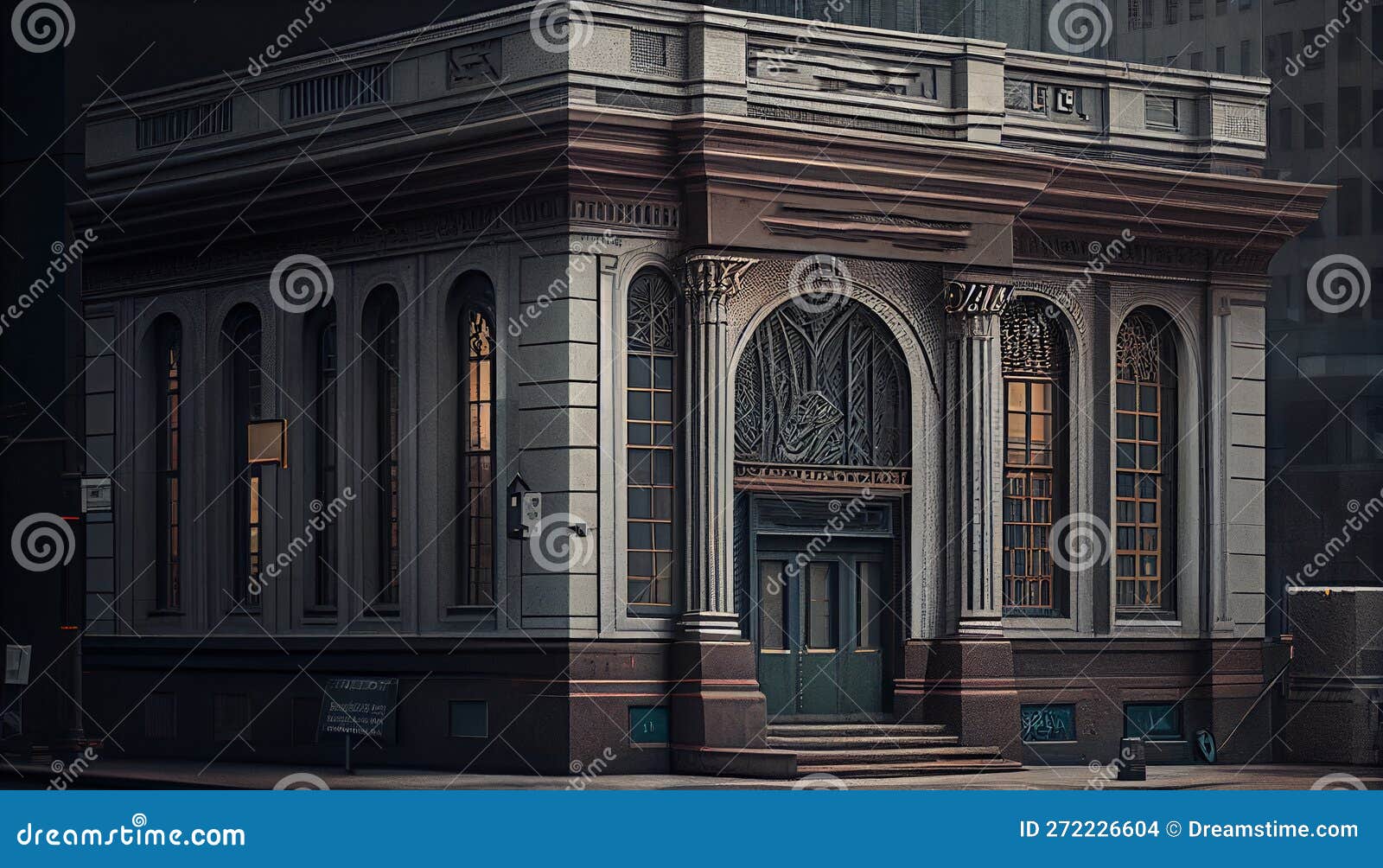 Building of Bank on the City. Generative Ai Stock Illustration ...