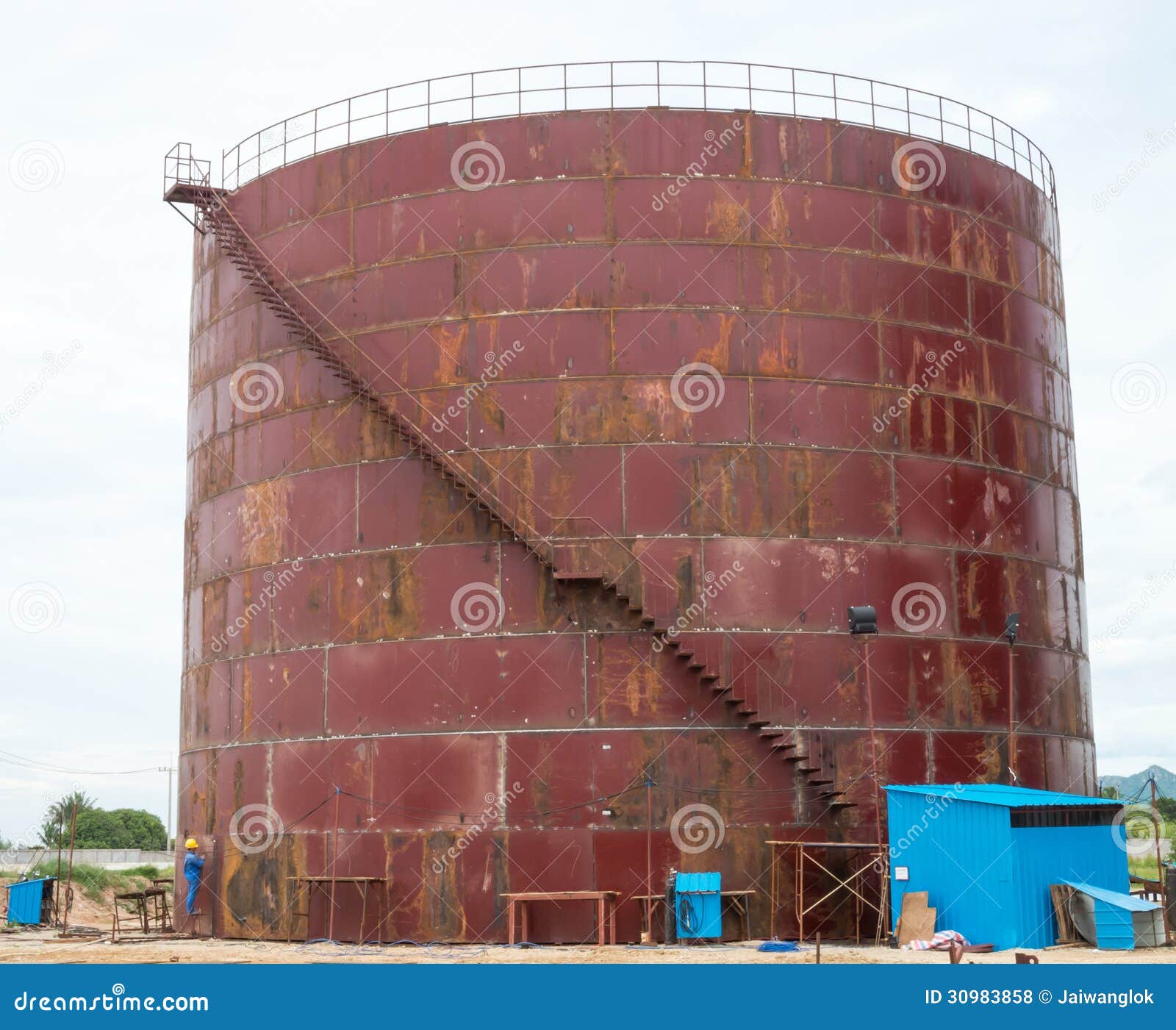 Building a Big Storage Tank Stock Photo - Image of area, manufacture ...