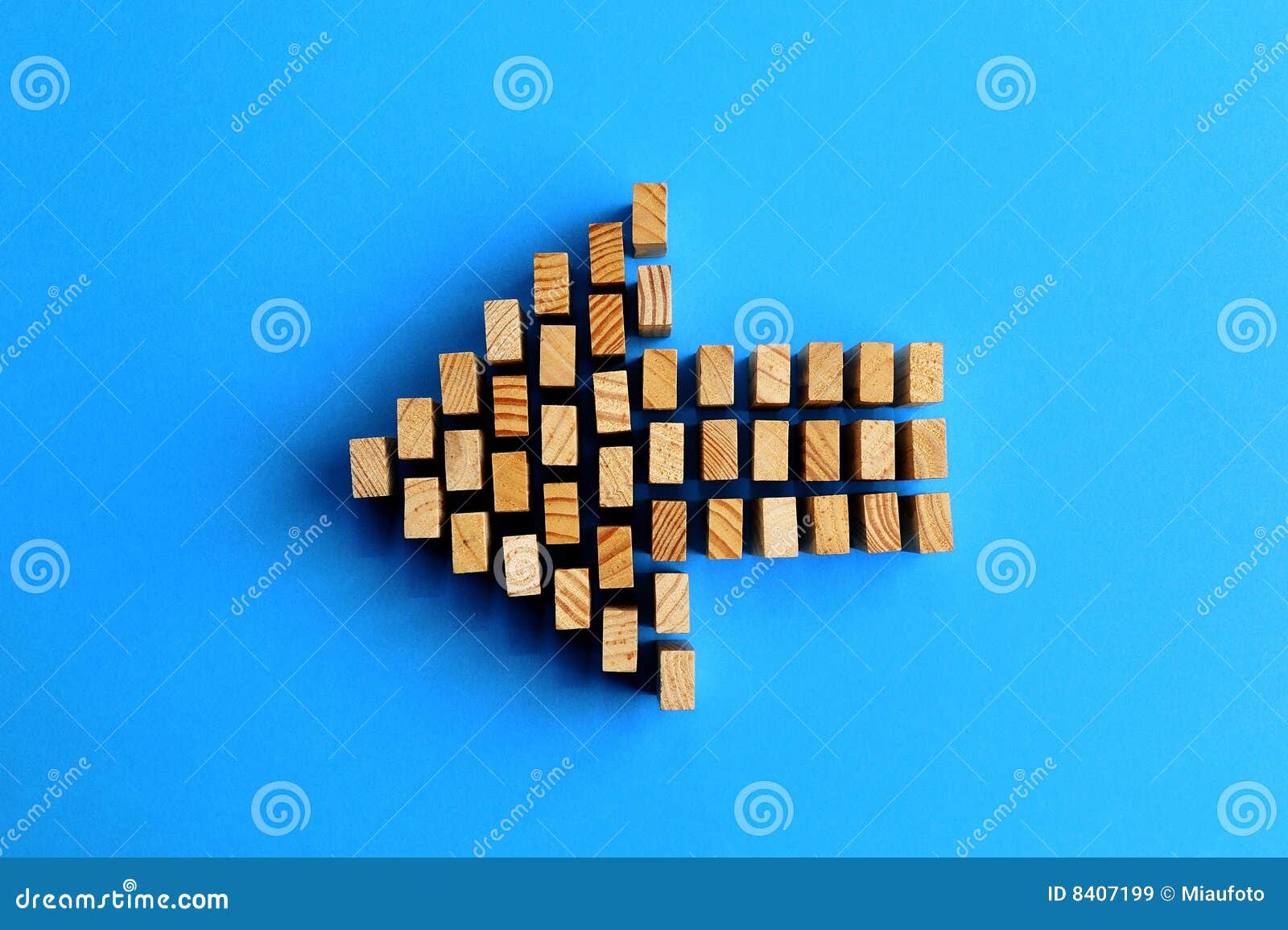 Building Blocks Arrow Symbol Isolated on a Blue Stock Image - Image of ...
