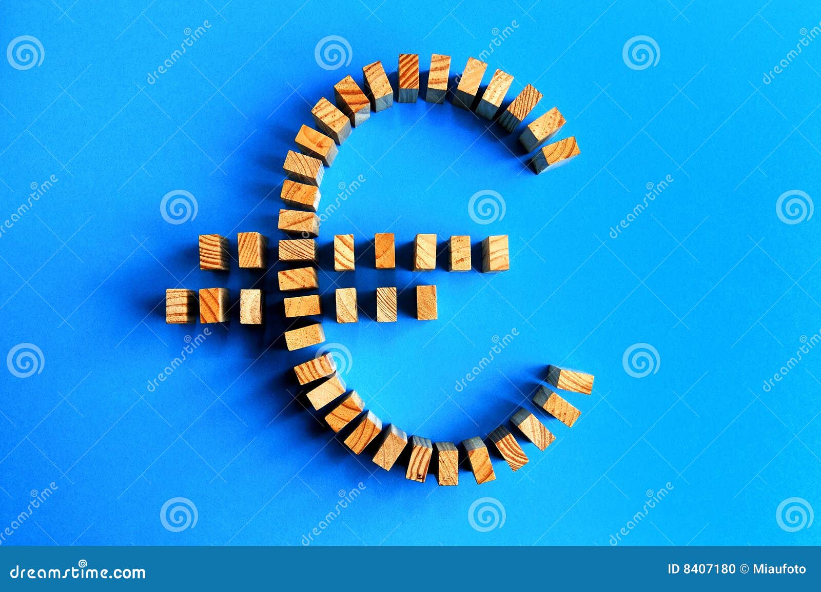 Building Blocks Euro Symbol Isolated on a Blue Stock Photo - Image of ...